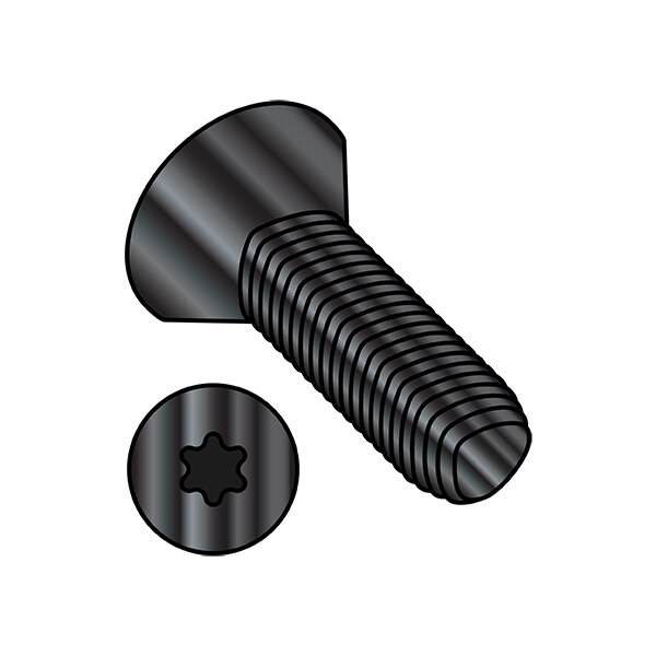 Zoro Select Thread Cutting Screw, #4-40 x 5/16 in, Black Steel Flat ...