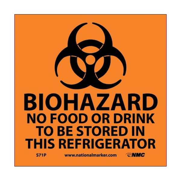 Nmc Biohazard-No Food or Drink, Peel-and-stick vinyl label 7X7 in. S71P ...