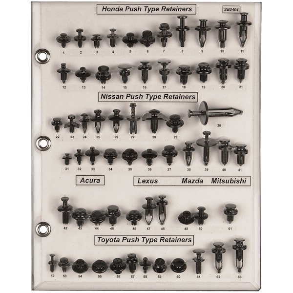 Disco Screw/Push Ret Sample Board Import Car/Truck SB0404 | Zoro