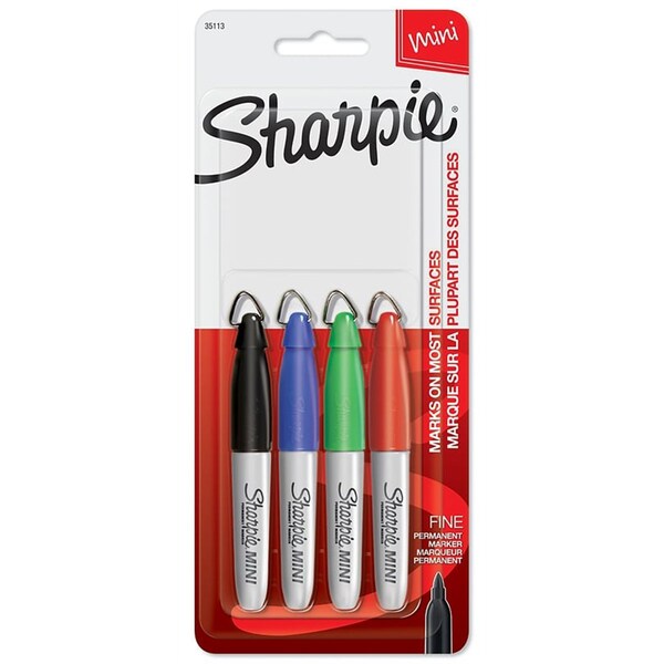 Sharpie Sharpie Mini Permanent Marker Set (Black, Red, Blue/Green), 4 ...