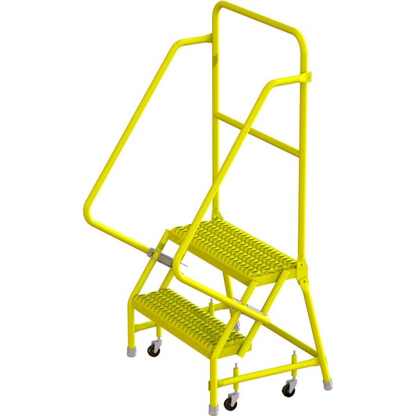 Tri-Arc Step2 Steel Rolling Ladder, W/24"Wx10"D KDSR102242-Y | Zoro