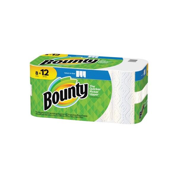 Bounty Select-A-Size Paper Towels, 11x6", PK8, 2 Ply Ply, White ...