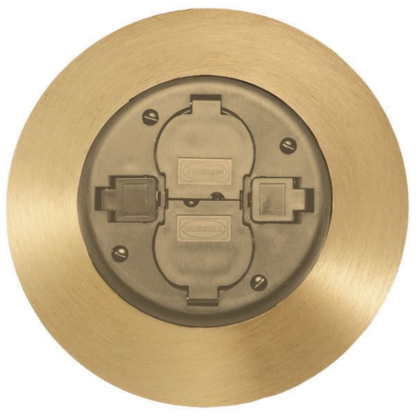 Hubbell Wiring Device-Kellems Electrical Box Cover, Round, Brass ...