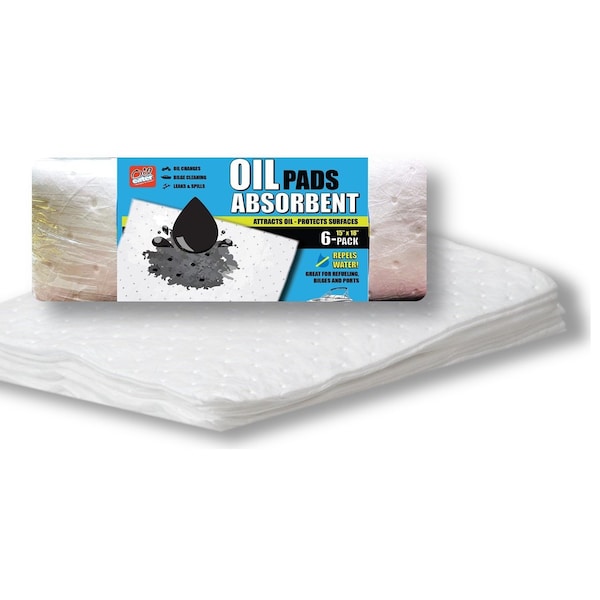 Oil Eater Sorbent Pad, Oil, 15 in x 8 in, White AOA-BPH006-WHITE | Zoro