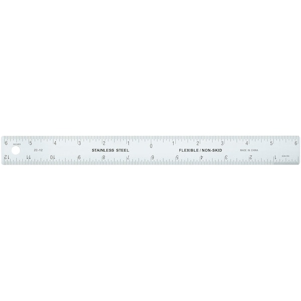 Westcott Rulers, 12" Zero Center Stainless Steel Ruler ZC-12 | Zoro