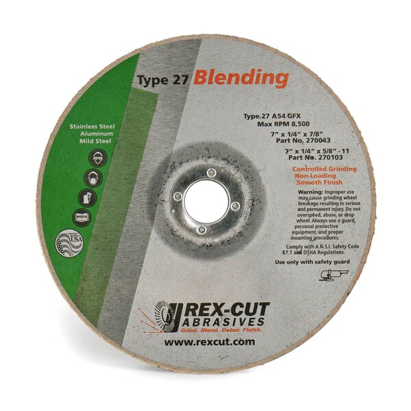 Rex Cut Grinding Disc 7 X 1/4 X 7/8 T27 A54 Gfx 270043 | Zoro