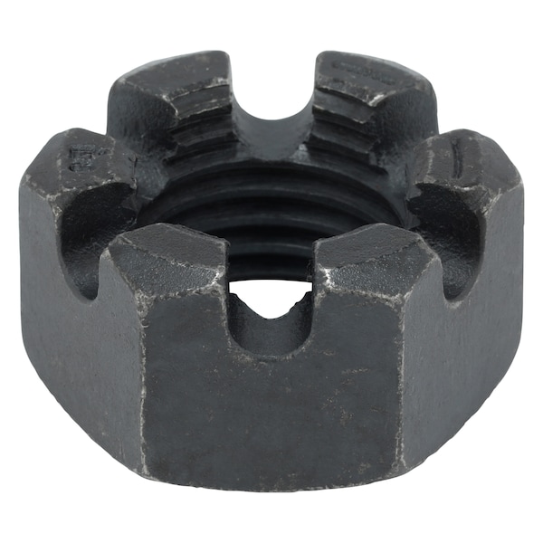 Zoro Select 1-1/4"-7 Grade 8 Plain Finish Carbon Steel Round Slotted ...