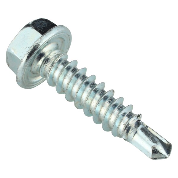Zoro Select Self-Drilling Screw, #8 x 3/4 in, Zinc Plated Steel Hex ...