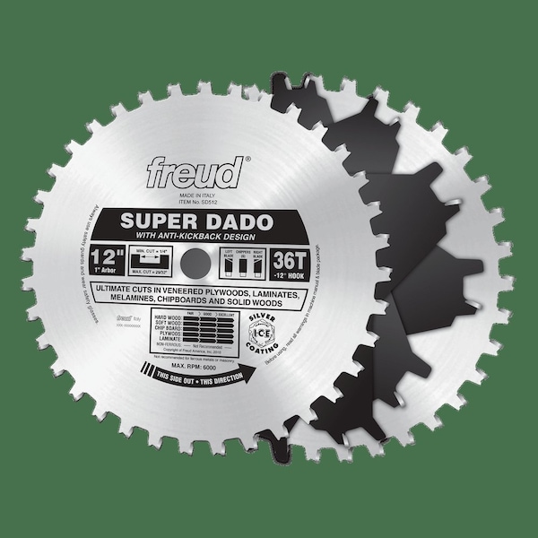 Freud Dado Blade Set, 36T, Dia:12", 6 Blades SD512 | Zoro