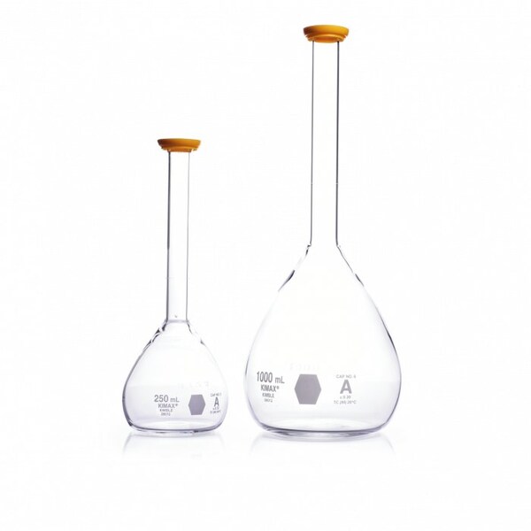 Kimble Chase Volumetric Flasks, Class A, W/Snap Caps, 28012-500 | Zoro