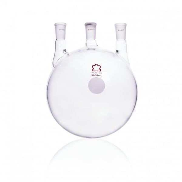 Kimble Chase Triple Neck Round Bottom Flask, 5000mL 606000-2624 | Zoro