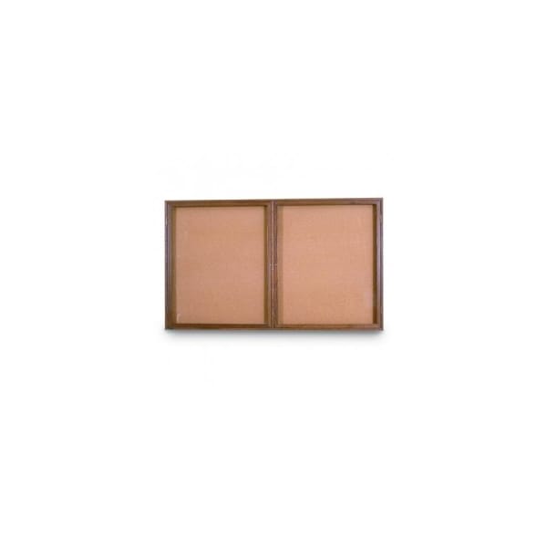 United Visual Products Double Door Wood Enclosed Corkboard, 60 UV104W ...