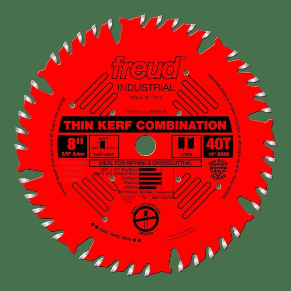 Freud Thin Kerf Combination Blade, 8 LU83R008 | Zoro