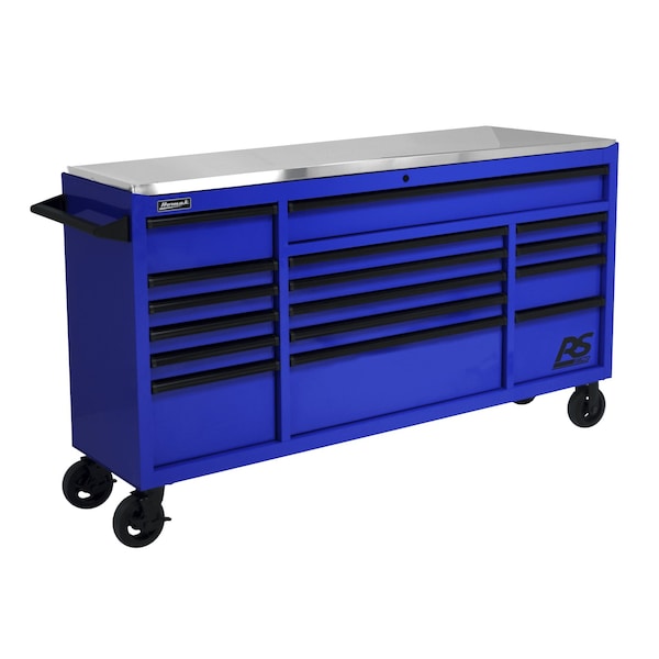 Homak RS Pro 72IN 16drawer bottom with SS Top-Blue BL04072164 | Zoro