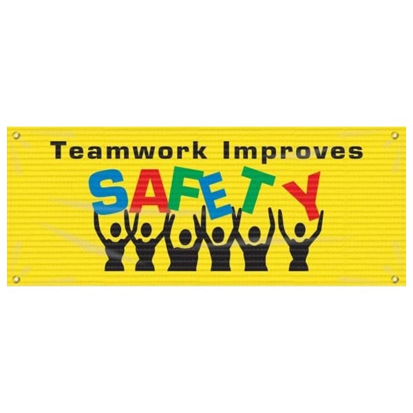 Accuform SAFETY BANNER TEAMWORK IMPROVES SAFETY MBM305 MBM305 | Zoro