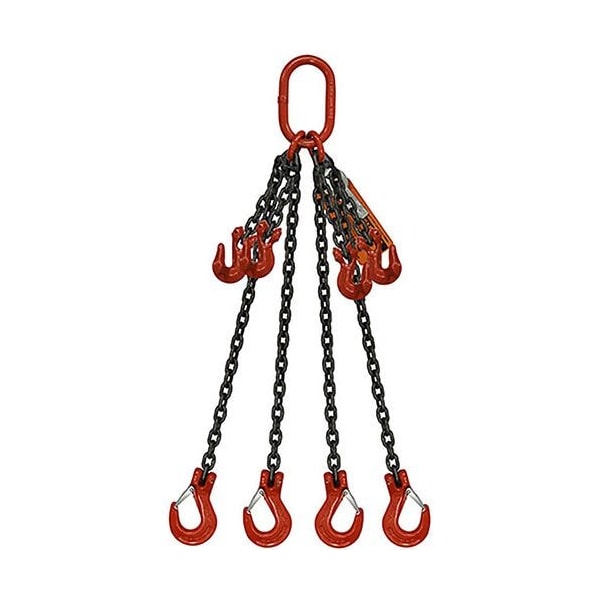 Hsi Four Leg Chain Slng, Adjstbl Type B, 1/2 in dia, 10ft L, Oblong ...