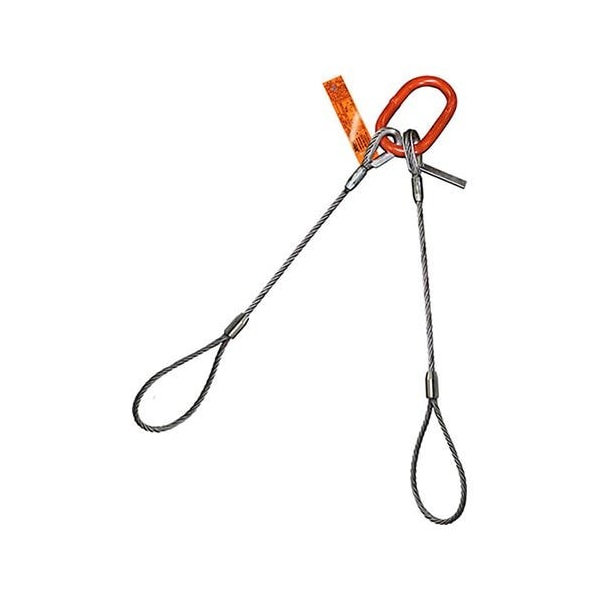 Hsi Two Leg Wire Rope Bridle Sling, 7/8 in dia, 5 ft Length, Flemish ...