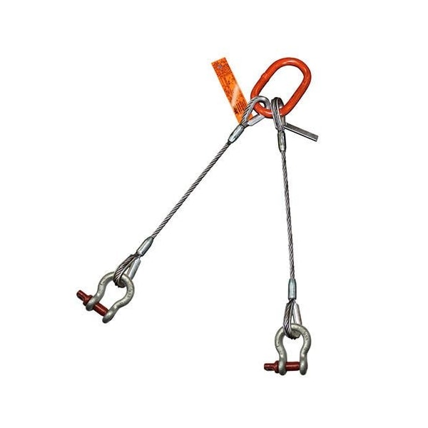 Hsi Two Leg Wire Rope Sling, 2 in dia, 30 ft Length, Screw Pin Anchor ...