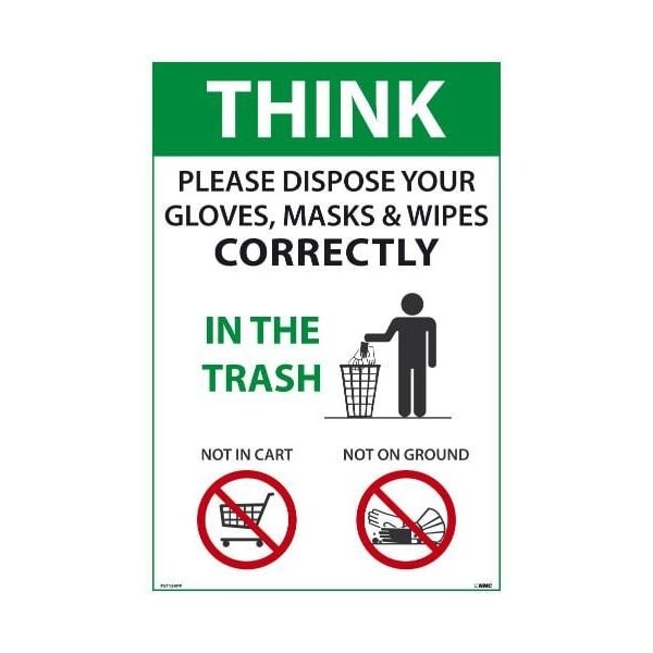 Nmc Poster, THINK PLEASE DISPOSE OF PROPERLY, Paper, 5pk, 18 H x 12 W ...