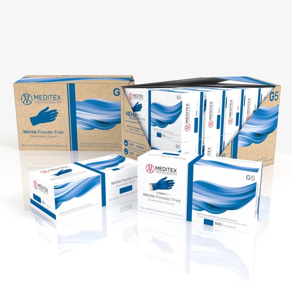 Meditex Meditex G5 (Case), Nitrile Exam Gloves, 4 mil Palm, Nitrile ...