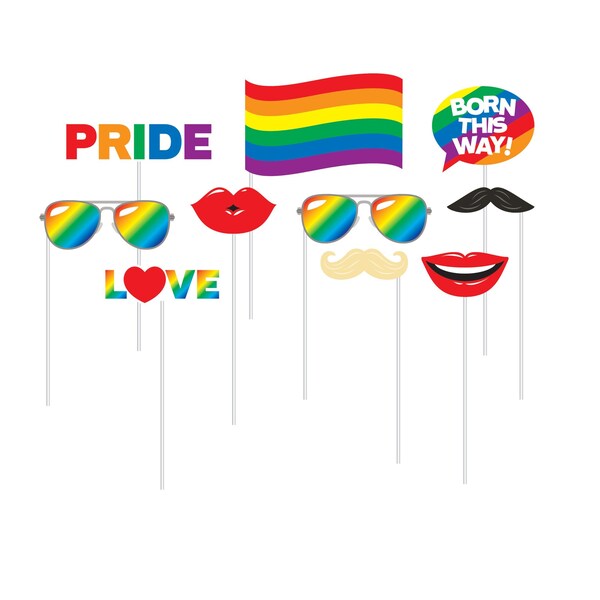 Creative Converting Rainbow Pride Photo Booth Props, 10", 60PK 332883 ...