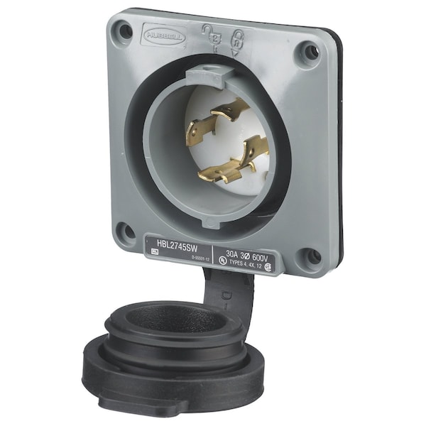 Hubbell Wiring Device-Kellems Watertight Flanged Locking Inlet, L17-30R ...