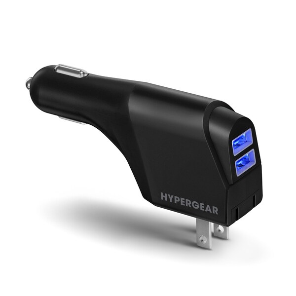 Hypergear Hybrid 2.1A Dual USB Car/Wall Charger Black 15643 | Zoro