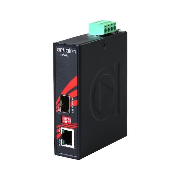 Antaira Compact Industrial Gigabit Ethernet Media Converter, with 10 ...