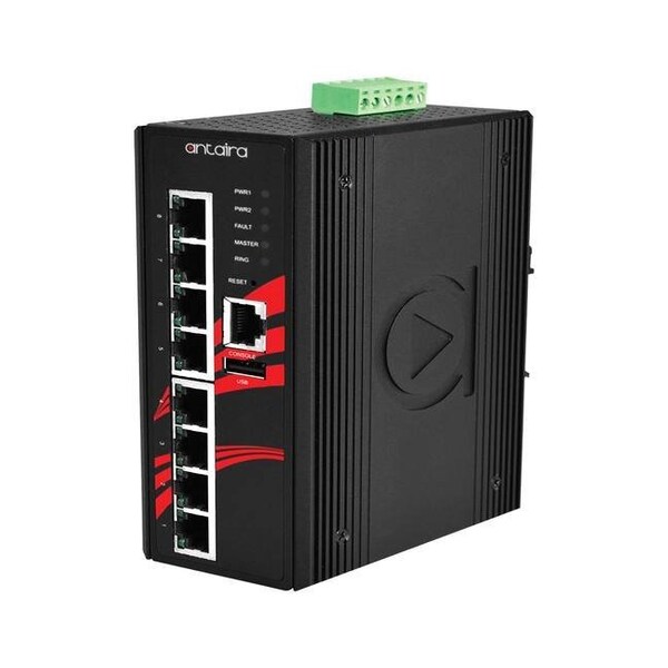 Antaira 8-Port Industrial Light Layer 3 Managed Ethernet Switch, w/8-10 ...