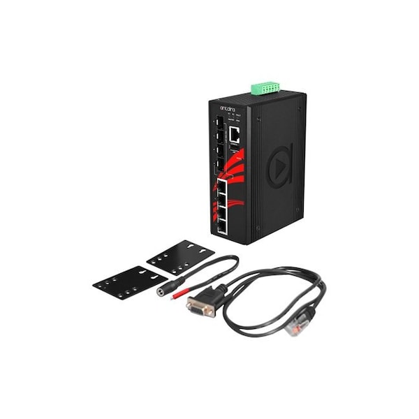 Antaira 8-Port Industrial Gigabit Light Layer 3 Managed Ethernet Switch ...