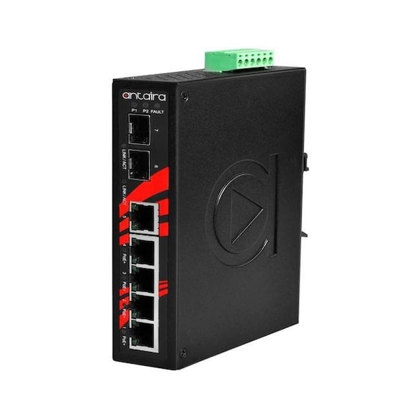 Antaira 7-Port Industrial Gigabit PoE+ Unmanaged Ethernet Switch LNP ...