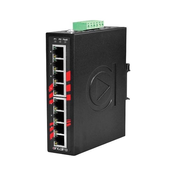 Antaira 8-Port Industrial Gigabit Unmanaged Ethernet Switch, w/8-10/100 ...