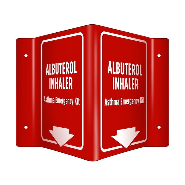 Aek Albuterol Inhaler Asthma Emergency Kit 3D Sign EN9342 | Zoro