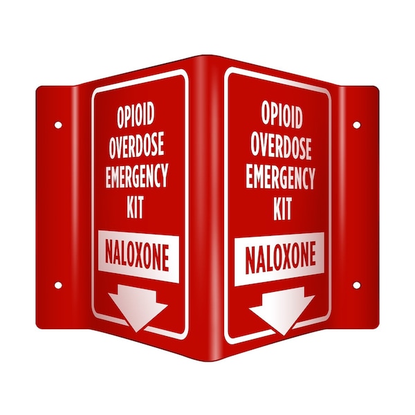 Aek Naloxone Opioid Overdose Emergency Kit 3D Sign Red EN9409 | Zoro