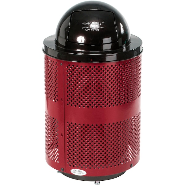 Global Industrial Outdoor Perforated Steel Trash Can With Dome Lid ...