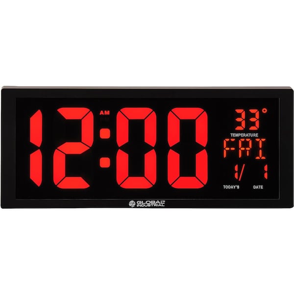 Global Industrial 4ftft LED Digital Clock, 6in Power Cord with USB ...