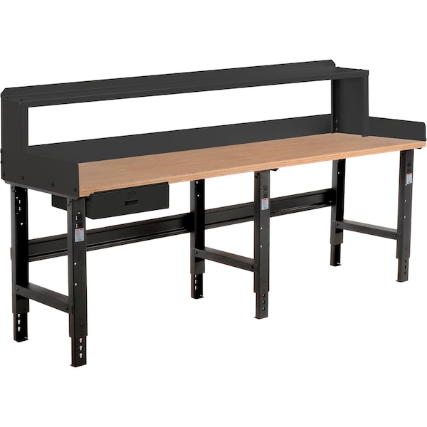 Global Industrial 96 x 36 Adj Height Workbench w/Drawer&Riser, Black ...