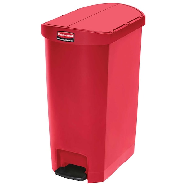 Rubbermaid Slim Jim Plastic Step On Container, End Step, 8 Gallon, Red ...