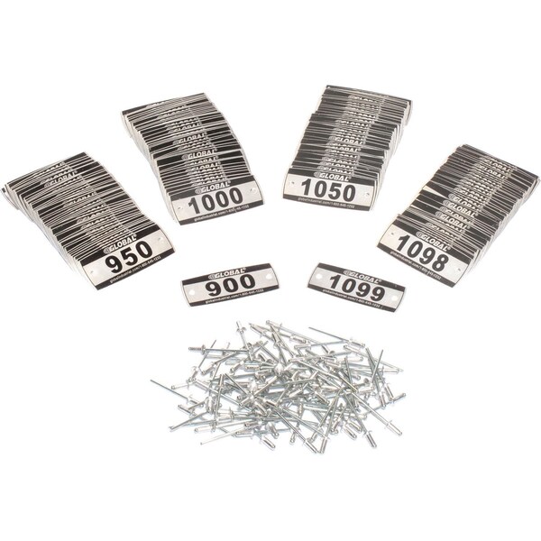 Global Industrial Locker Number Plate Kit, Numbered 900-1099, 200PK ...