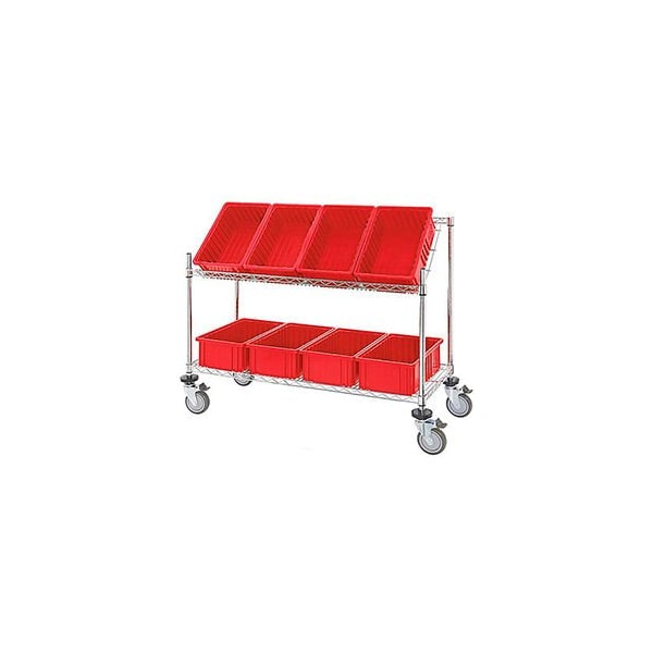 Global Industrial Easy Access Slant Shelf Chrome Wire Cart, 8 Red Grid ...