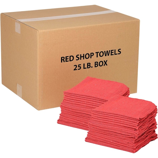 Global Industrial 25 Lb. Box 100% Cotton Shop Towels, Red 670228 | Zoro