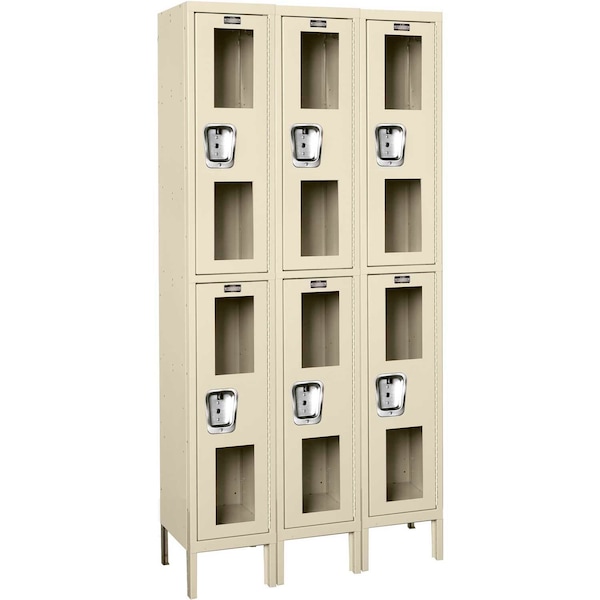 Global Industrial 2-Tier 6 Door Clear View Locker, 12W x 15D x 36H, Tan ...