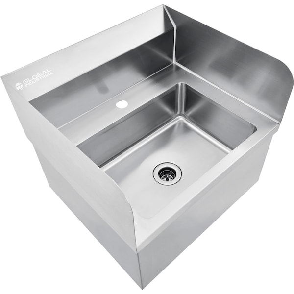 Global Industrial Stainless Steel Hands Free Wall Mount Sink W/Splash ...