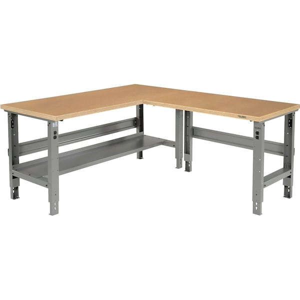 Global Industrial L-Shaped Workbench, 72 x 78in, Adjustable Height ...