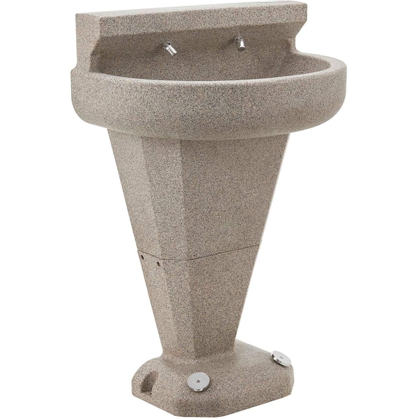 Global Industrial Pedestal Wash Fountain, 2 Station, Foot-Operated ...