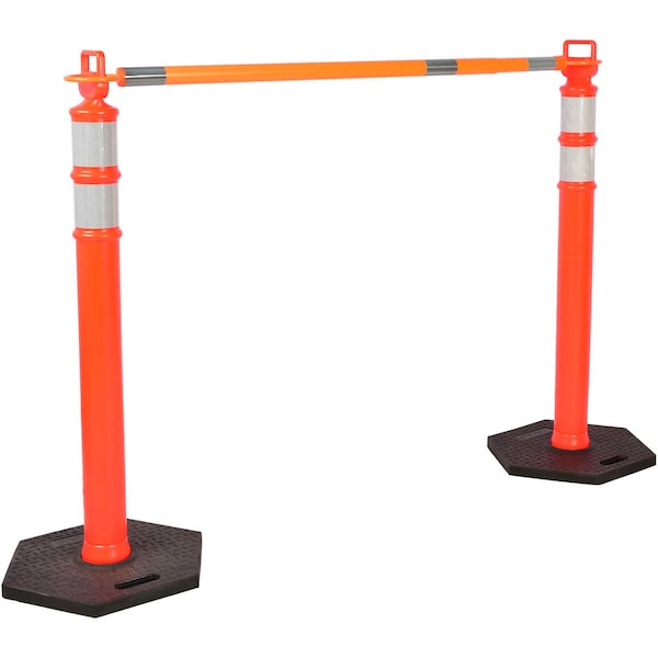 Global Industrial 2 Portable Delineator Posts with Cone Bar, Orange ...