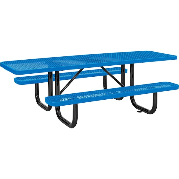 Global Industrial Picnic Table, Blue, Expanded Metal, ADA Compliant, 8 ...