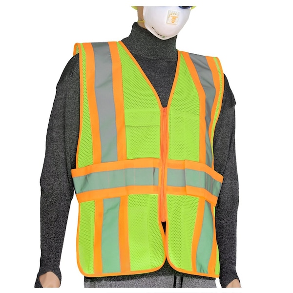 Glowshield Class 2, Hi-Viz Green Mesh Safety Vest, Size: Large SV722FG ...