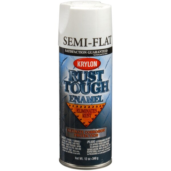Krylon Rust Tough Enamel Paint, Semi Flat White, 12 oz Can, One Coat ...