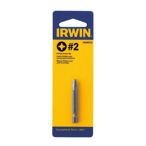 Irwin Power Bit, #2 Phillips, Carded, 1 per card IWAF22PH22 | Zoro